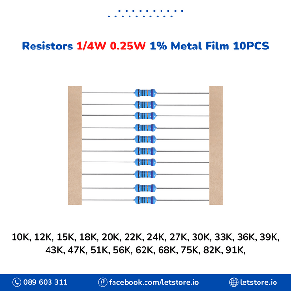 Resistor 10K-91K 1/4W 0.25W 1% Metal Film – LET STORE