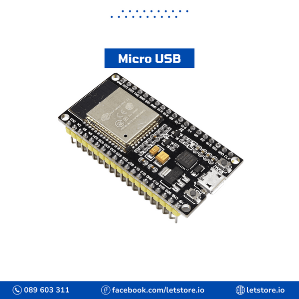 Micro USB (CP2102) 38 Pin Nodemcu ESP32 Microcontroller WiFi & Bluetoo ...