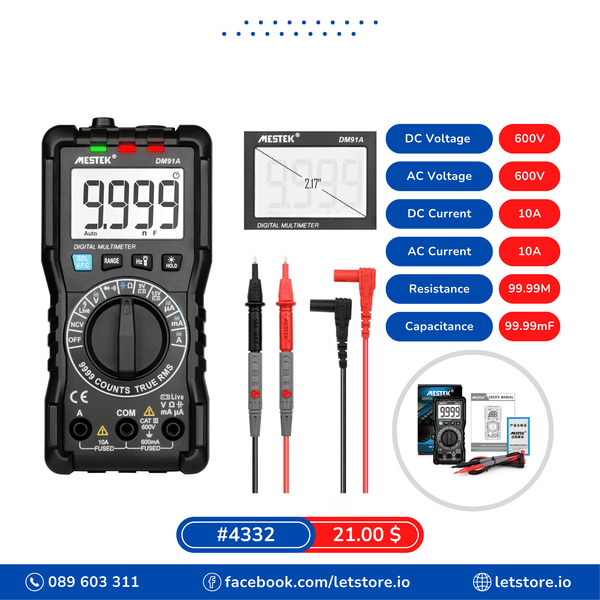 MESTEK DM91A Digital Multimeter Voltage Tester Electric Tools Test Lea ...